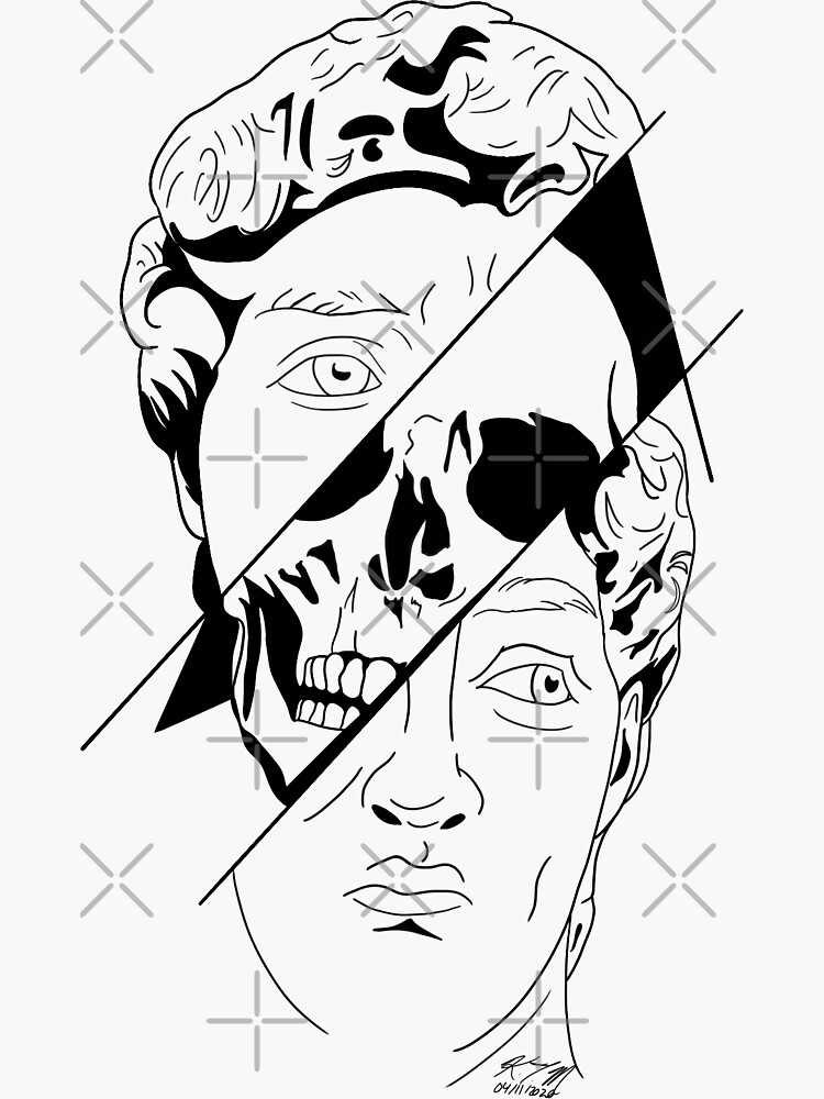"David Skeleton Black Line" Sticker for Sale by kiara-moravec | Redbubble