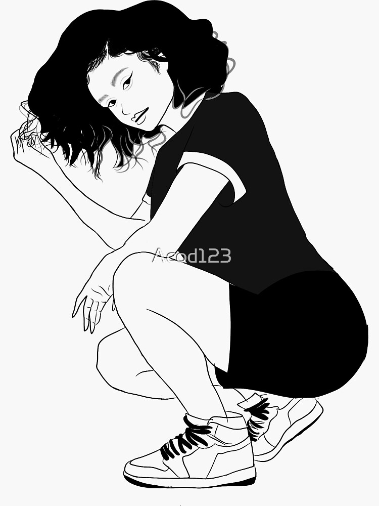 "Sketch of a female in crouch pose " Sticker for Sale by Acod123 ...
