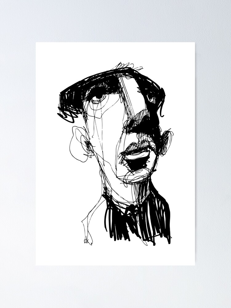 "Drawing of a man face" Poster by h-and-c | Redbubble