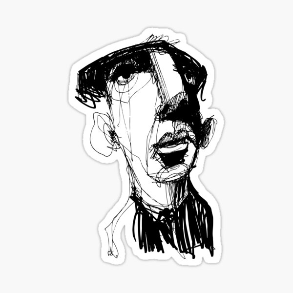 "Drawing of a man face" Sticker by h-and-c | Redbubble