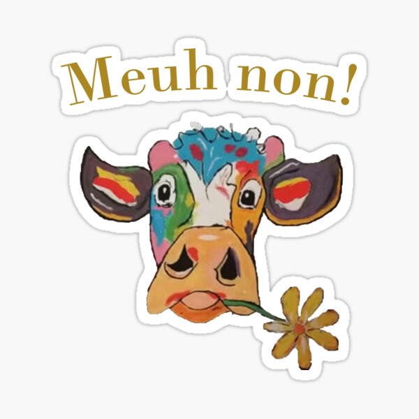 "Meuh cow no!" Sticker by regis88 | Redbubble