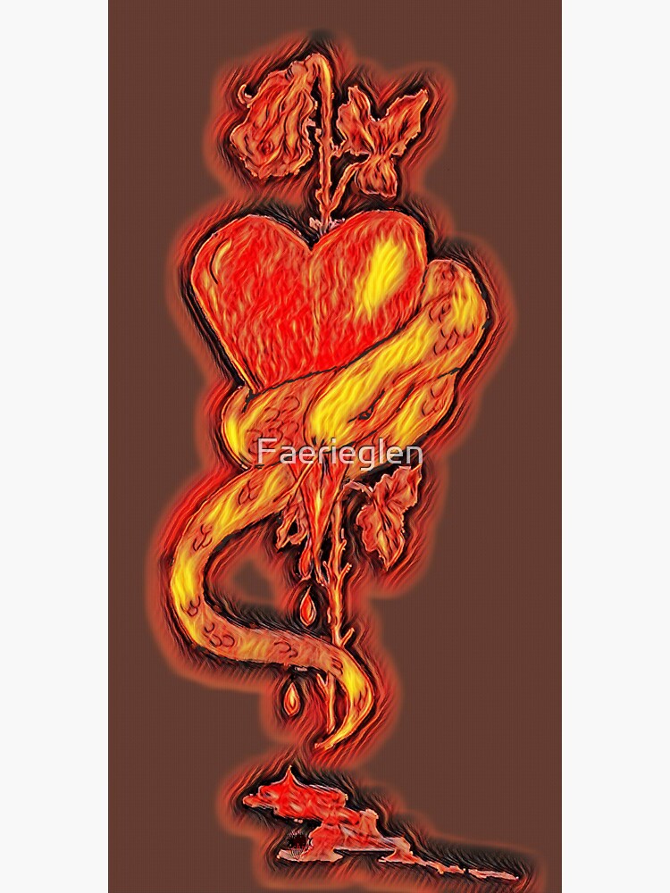 "Heart aflame " Sticker for Sale by Faerieglen | Redbubble