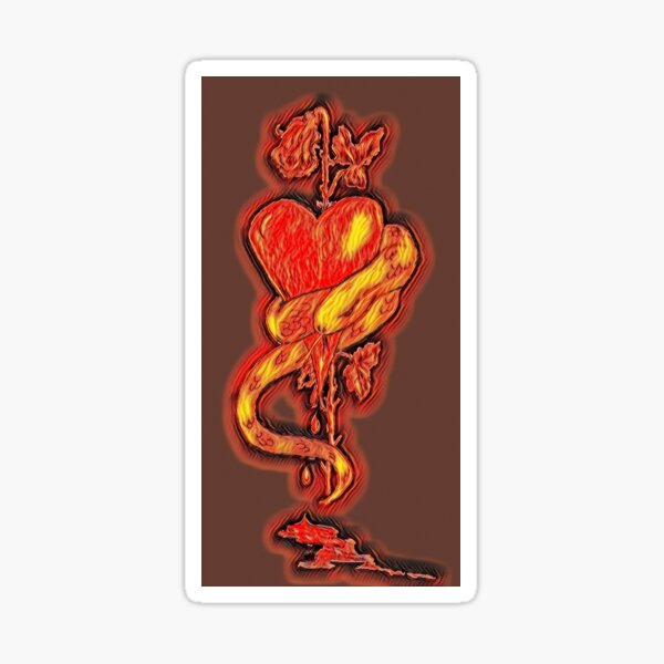 "Heart aflame " Sticker for Sale by Faerieglen | Redbubble