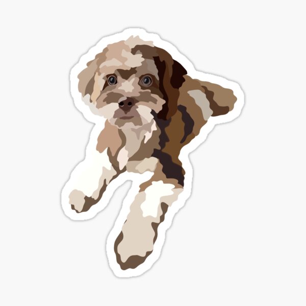 "Cavapoo Dog Portrait Digital Illustration" Sticker for Sale by ...