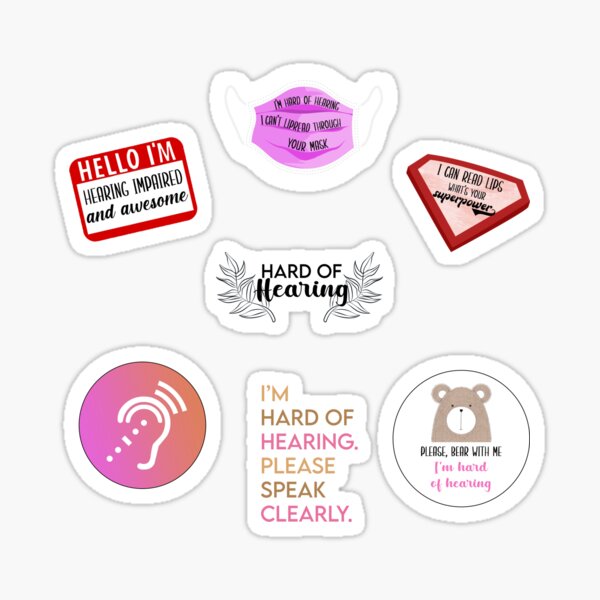 "Hard Of Hearing Stickerpack 7 Pieces" Sticker for Sale by creative-boo ...