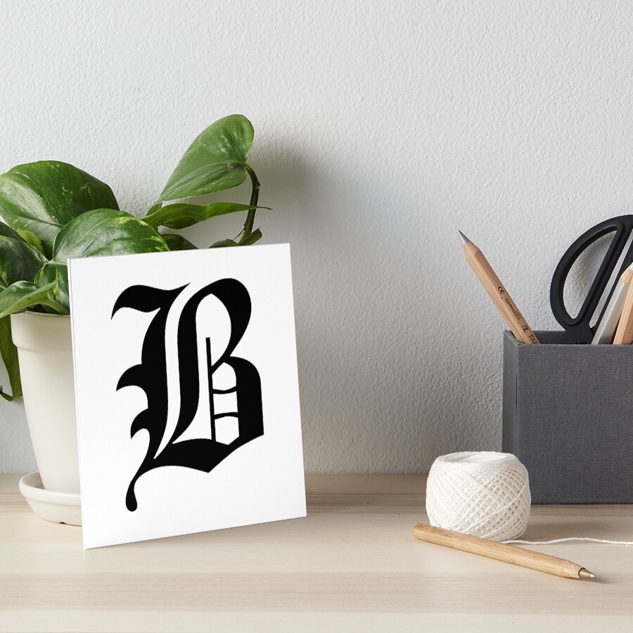 "B – Old English Initial Black Letter B" Art Board Print for Sale by ...