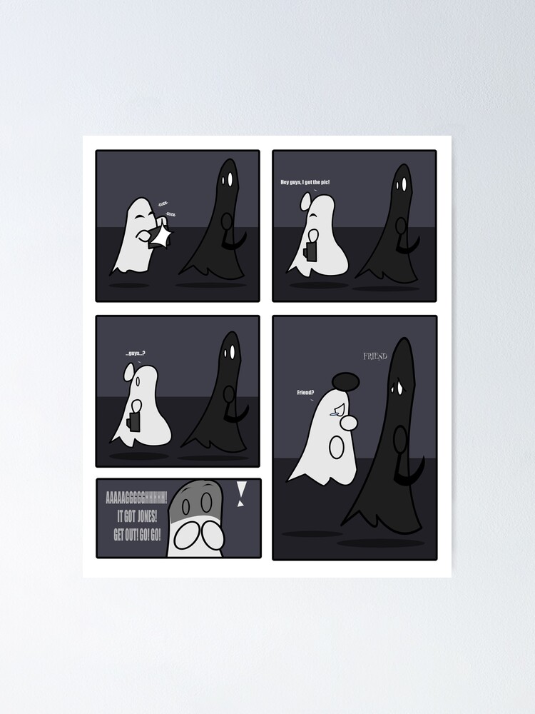 "Phasmophobia inspired ghost friend comic sticker" Poster by ...