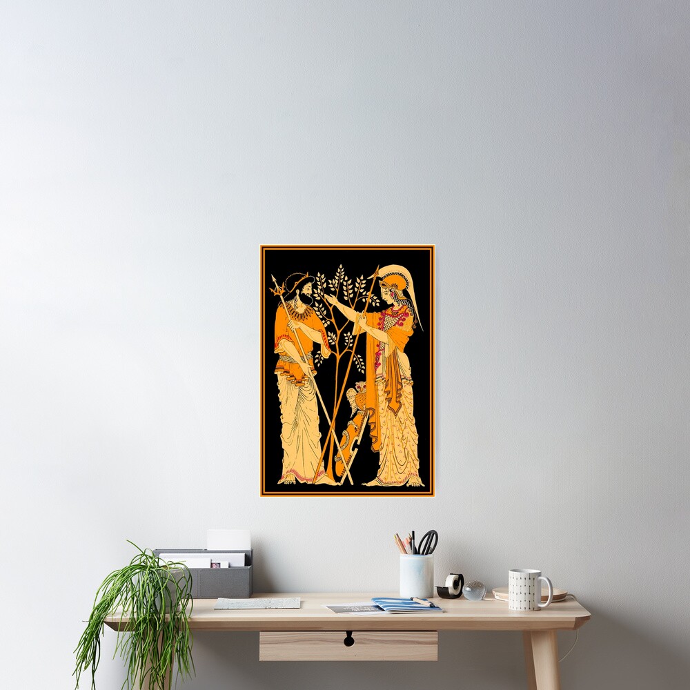 "POSEIDON and ATHENA : Vintage Greek God and Goddess Print" Poster by ...