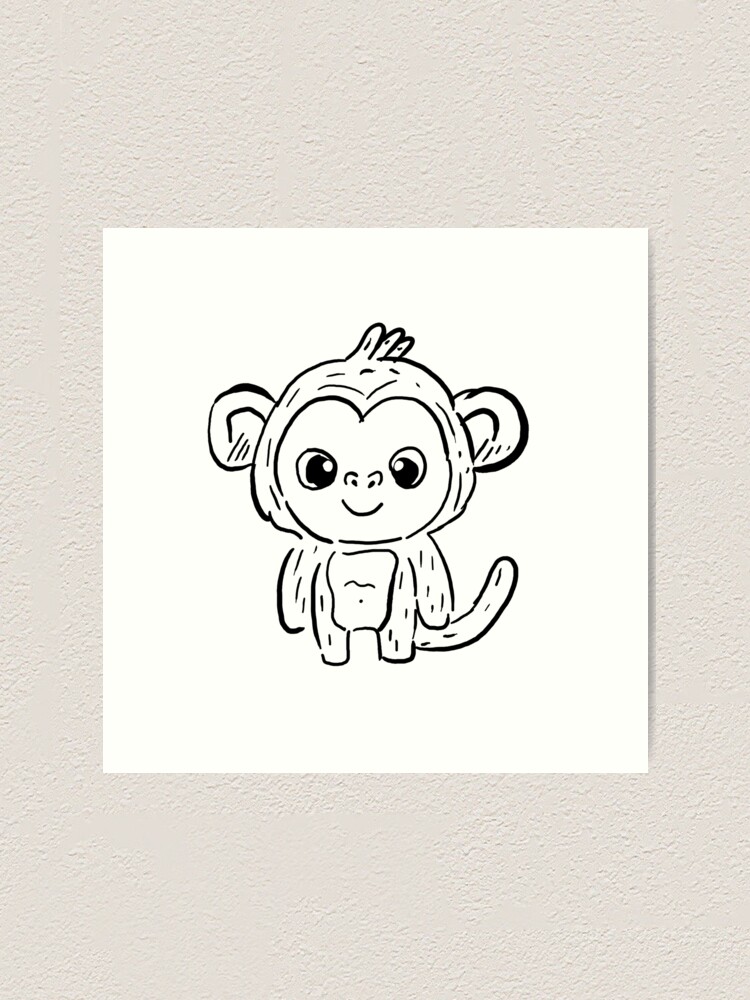 Impression artistique « Bébé chimpanzé bonobo dessin singe », par ...