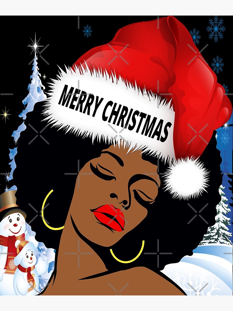 "Afro Diva Black Girl Magic Red Lips Melanin Snowman Santa Claus Merry ...