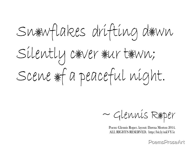 "Snowflakes Drifting down haiku, plain black text" by PoemsProseArt ...