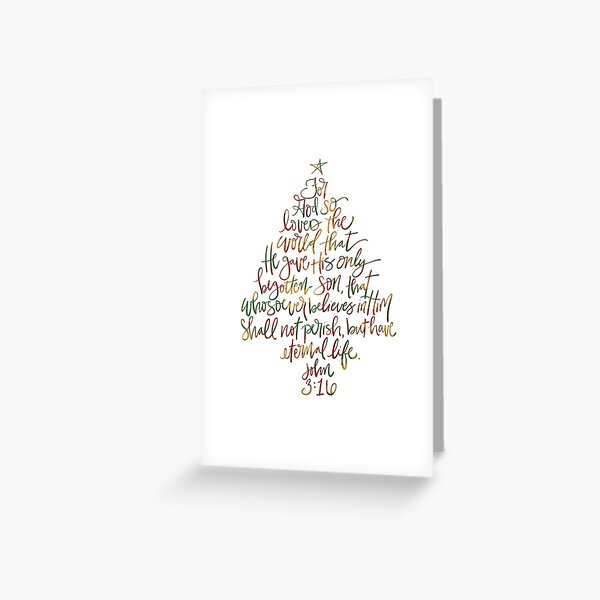 "John 3:16 Christmas Tree" Greeting Card for Sale by thomaslettering ...