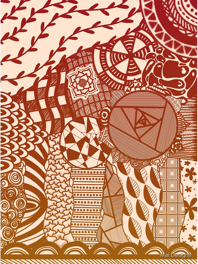 "Inverted Red-Orange Zentangle" Sticker for Sale by MaiCraftShack ...