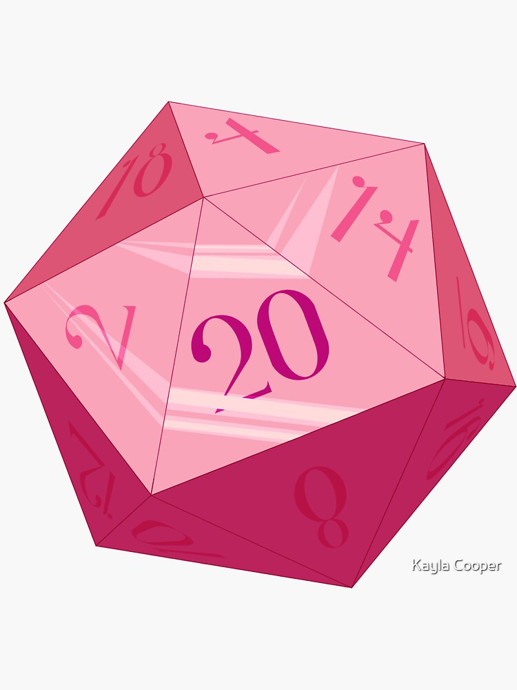 "Pink D20" Sticker for Sale by L4zaria | Redbubble