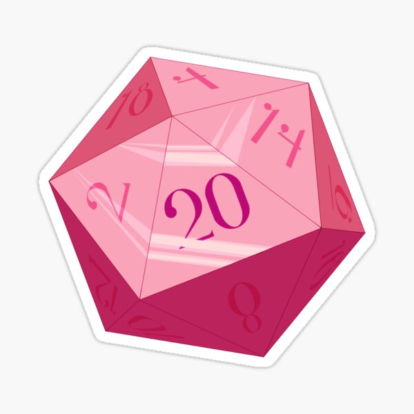 "Pink D20" Sticker for Sale by L4zaria | Redbubble