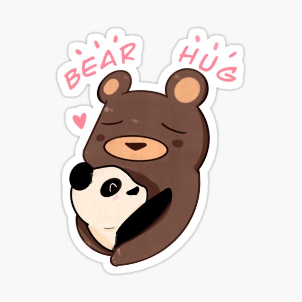 "Grizzly Panda Bear Hug" Sticker for Sale by CoffeePandaArt | Redbubble