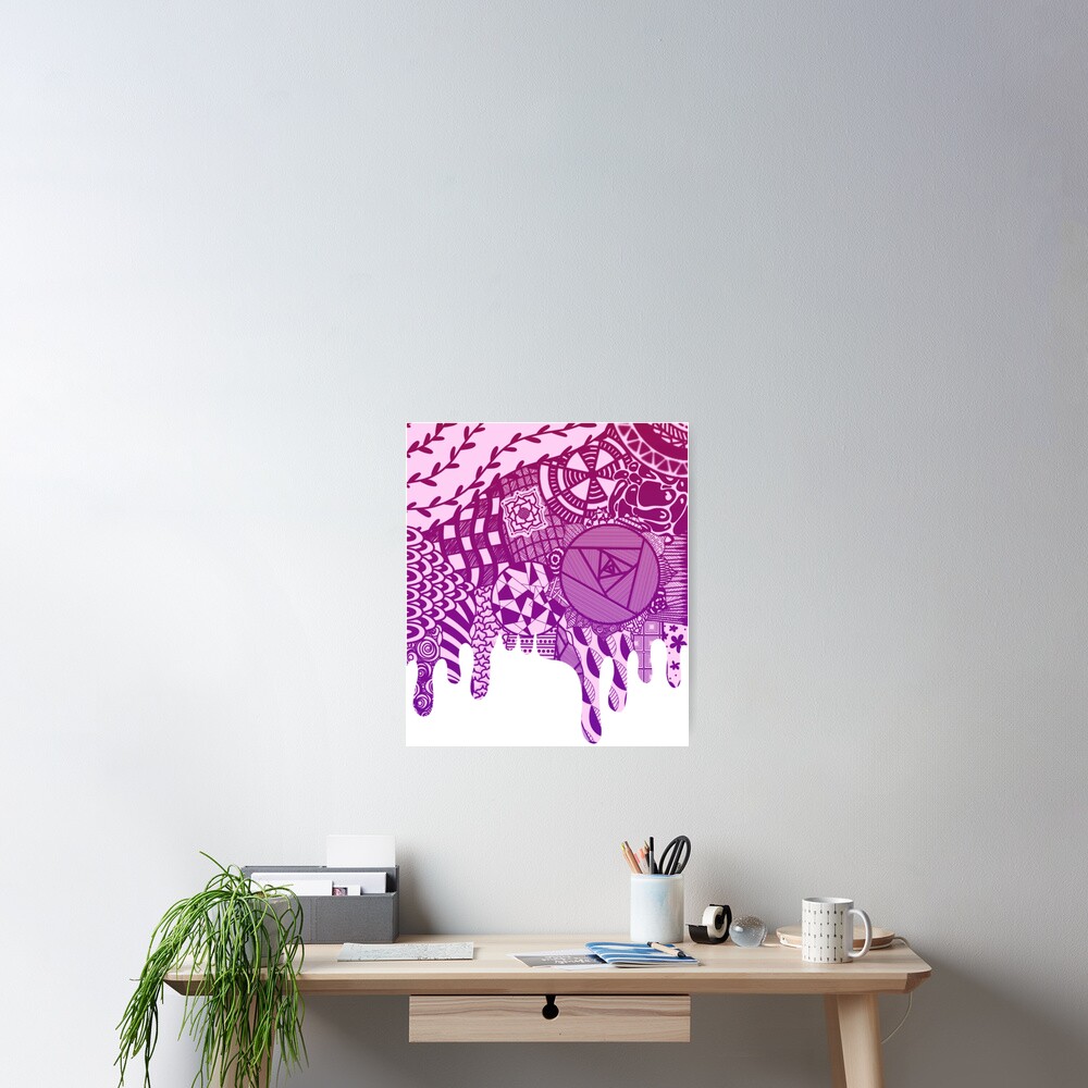 "Inverted Pink-Purple Zentangle Drip" Poster for Sale by MaiCraftShack ...
