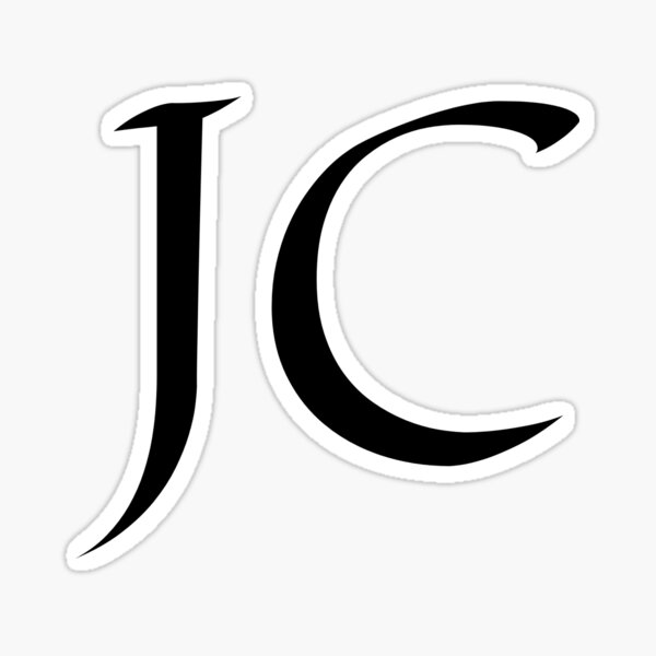 "JC black and white initials monogramed" Sticker for Sale by Abbara ...