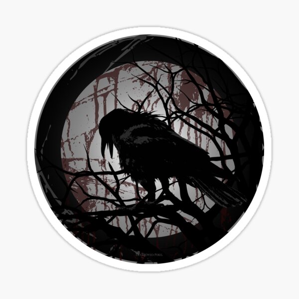 "Blood moon raven" Sticker for Sale by Destroyed-Pixel | Redbubble