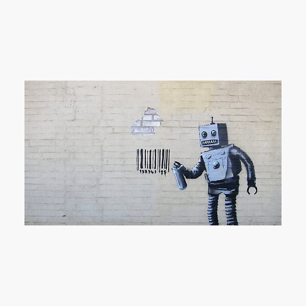 "Banksy's cheeky graffiti robot" Photographic Print for Sale by ...