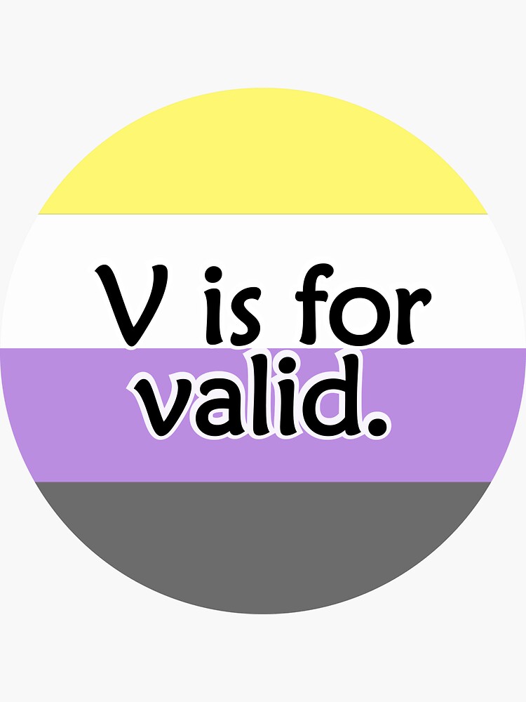 "V is for VALID Non-Binary Pride Flag" Sticker for Sale by QueerShop ...