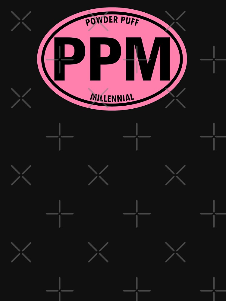 "Powder Puff Millennial Oval Travel Sticker" T-shirt for Sale by ...