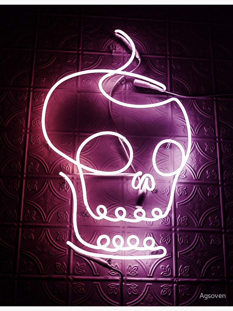 "Neon Light, Skull" Sticker for Sale by Agsoven | Redbubble