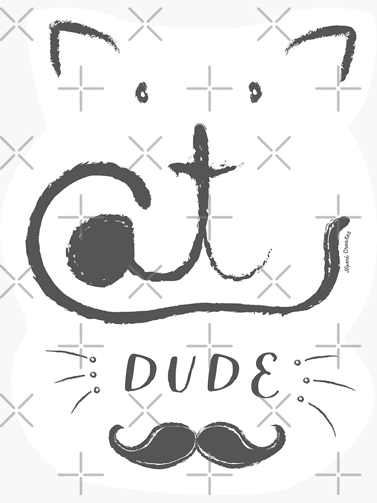 "Cat Dude and Mustache Sticker" Sticker for Sale by NomiCreates | Redbubble