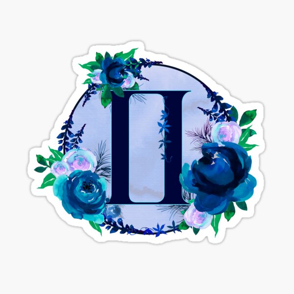 "Gemini Zodiac Horoscope Blue Floral Monogram" Sticker by Bumblefuzzies ...