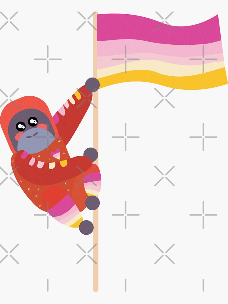 "Trixic Pride Cute Sparkly Pastel Orangutan " Sticker by twicetrader ...