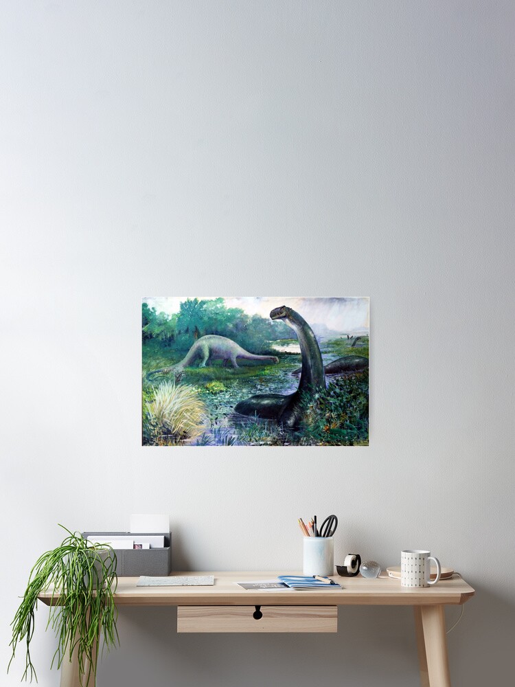 "Brontosaurus and Diplodocus by Charles R. Knight" Poster for Sale by ...