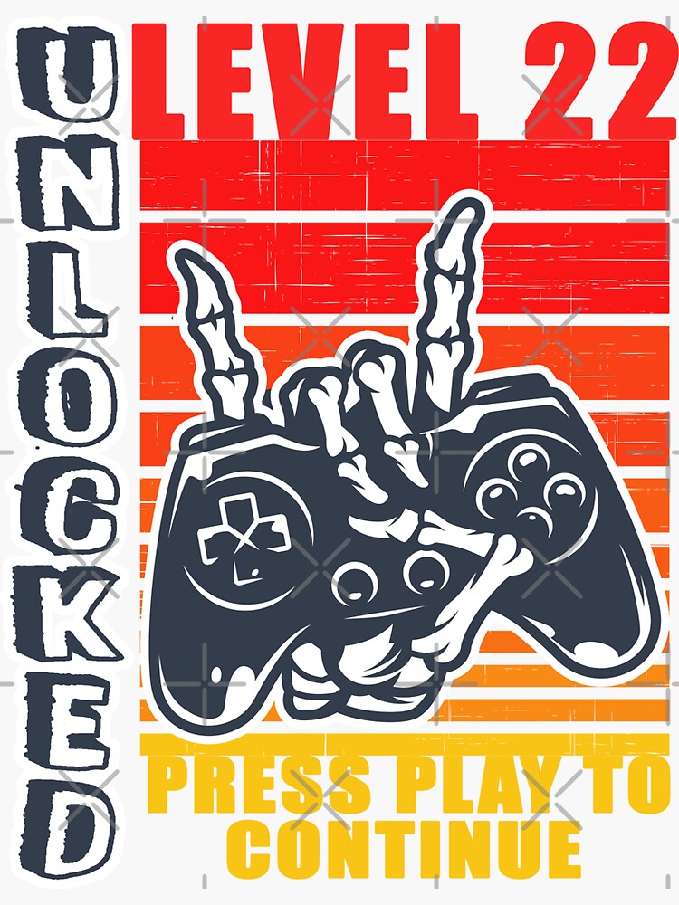 "level 22 unlocked 22nd birthday gamer gift happy 22nd birthday ...