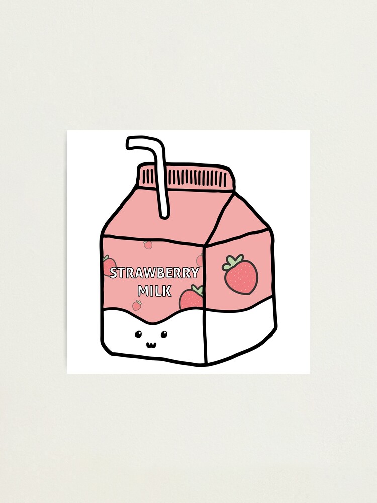"Strawberry milk carton with straw uwu" Photographic Print for Sale by ...