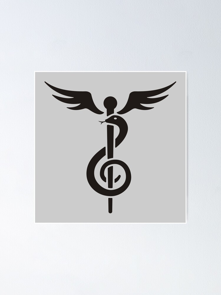 "Snake and Treble Clef Caduceus Black" Poster by sifis | Redbubble