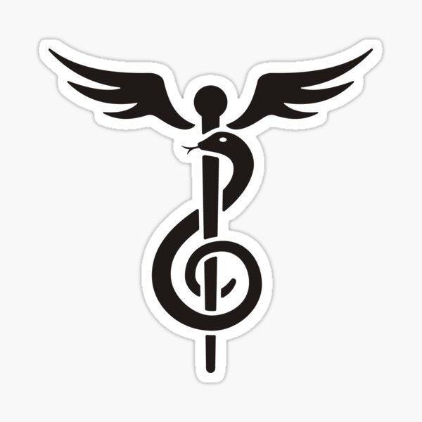 "Snake and Treble Clef Caduceus White" Sticker by sifis | Redbubble