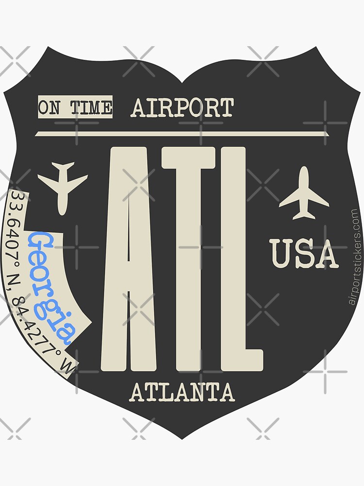 "ATL Atlanta airport black badge" Sticker for Sale by Aviators | Redbubble