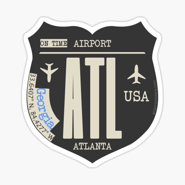 "ATL Atlanta airport black badge" Sticker for Sale by Aviators | Redbubble