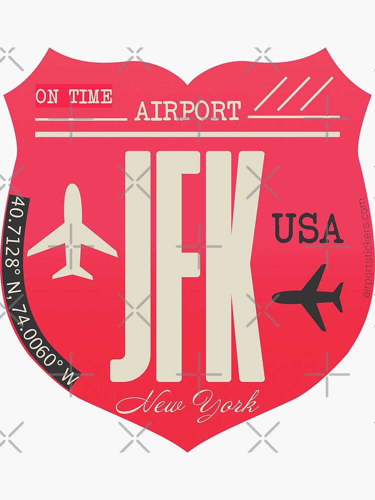 "JFK New York airport Red badge" Sticker for Sale by Aviators | Redbubble