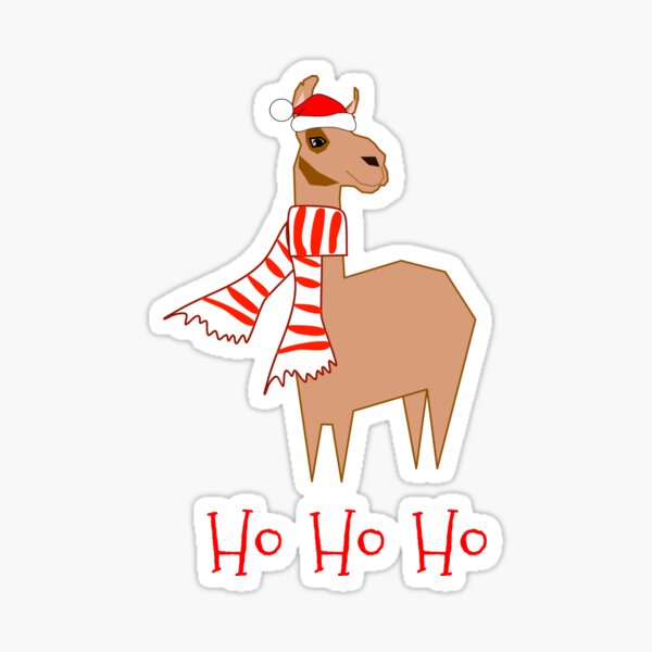 "Santa Llamas" Sticker for Sale by orangerinka | Redbubble
