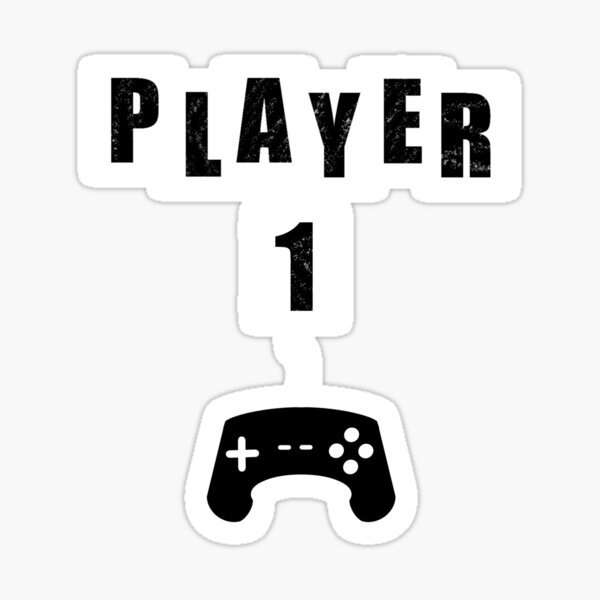 "Player One - Black" Sticker for Sale by BusyMonkeys | Redbubble