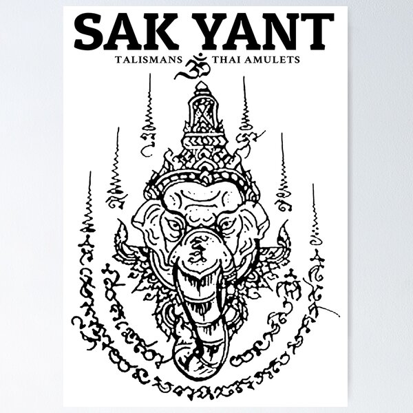 "Muay Thai Sak Yant Elephant" Poster for Sale by KewaleeTee | Redbubble