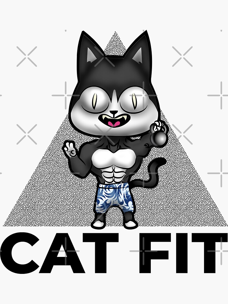 "cat fit" Sticker by sambuko | Redbubble