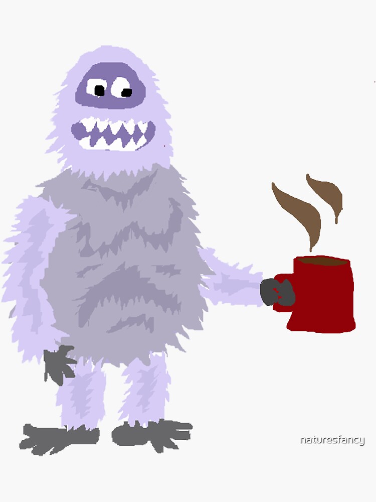 "Cool Funny Abominable Snowman is Drinking his Coffee" Sticker for Sale ...