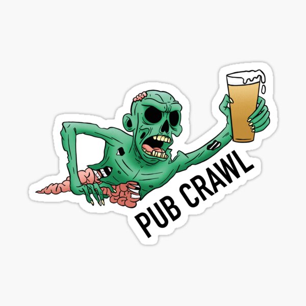 "Pub Crawl Zombie Holding Beer" Sticker by donosdoodles | Redbubble