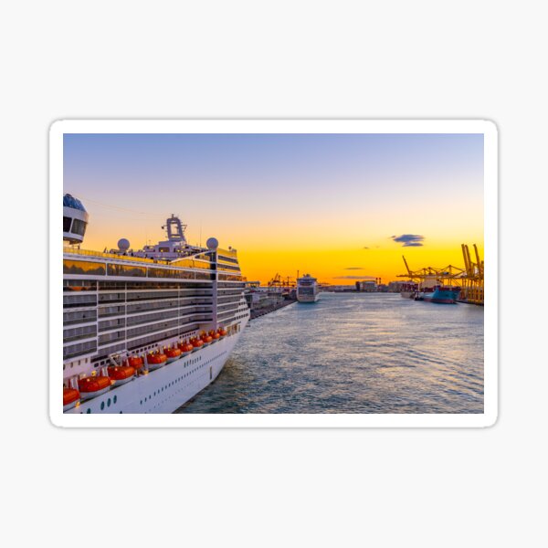 "MSC Fantasia Cruise Ship in Barcelona Port" Sticker for Sale by ...