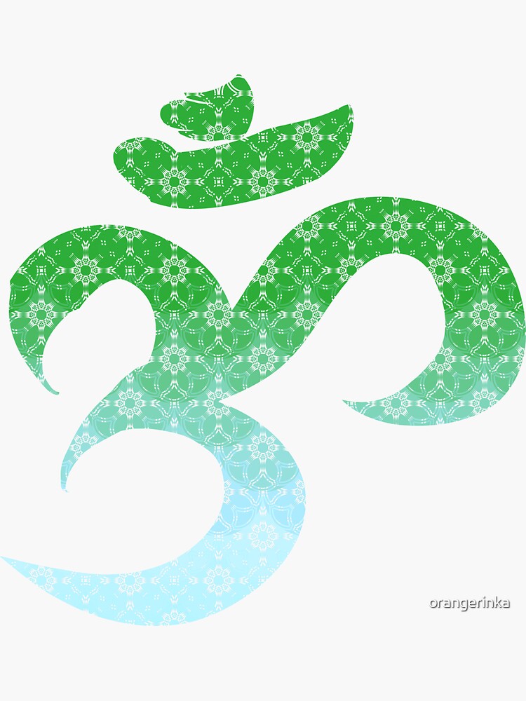 "Blue green gradient Aum sign" Sticker by orangerinka | Redbubble