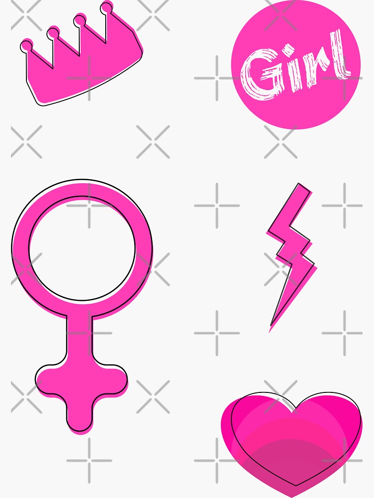 "Five Pink Girly Symbols Pack" Sticker for Sale by Marvelpic | Redbubble