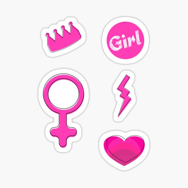 "Five Pink Girly Symbols Pack" Sticker for Sale by Marvelpic | Redbubble