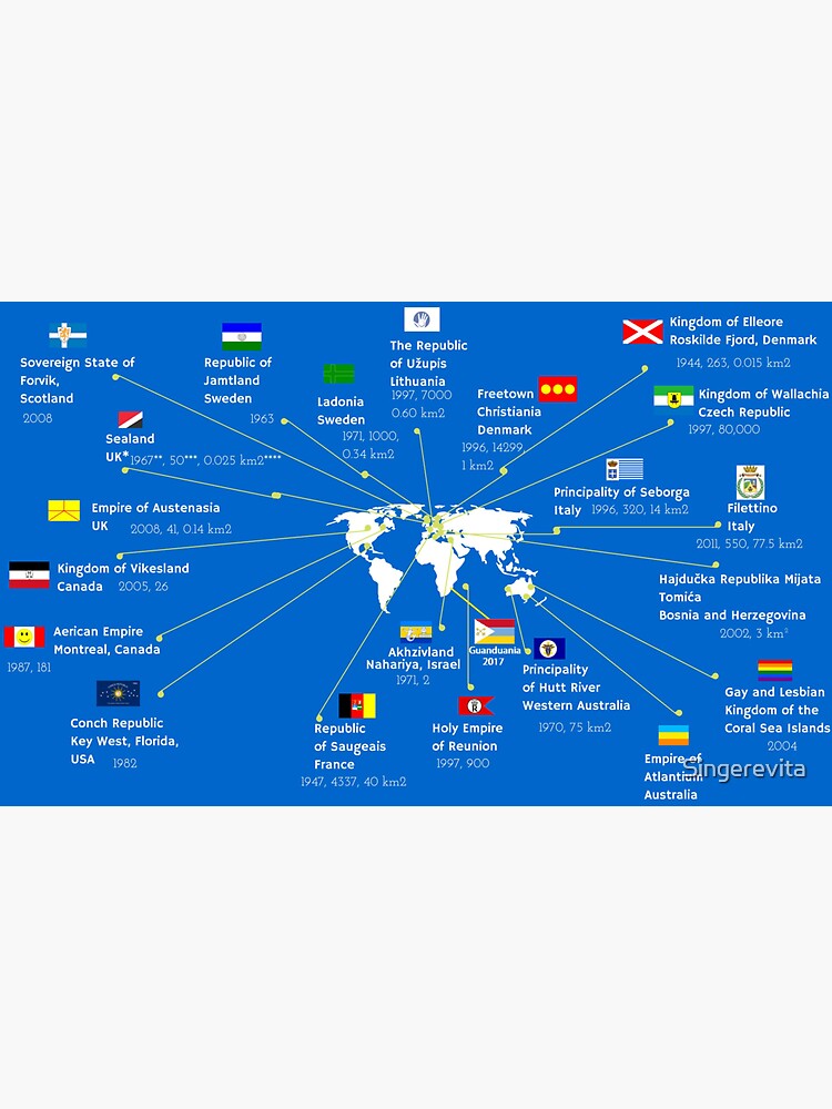 "World map of micronations " Sticker for Sale by Singerevita | Redbubble