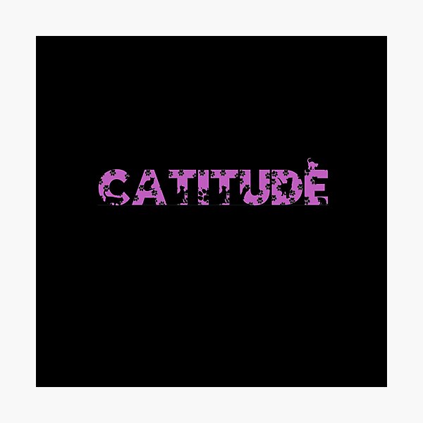 "Purple Catitude With Black Pawprints On Black | Cat Font" Photographic ...